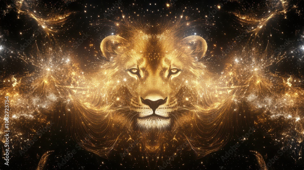 Cosmic Lion Pride as Celestial Guardians: Ethereal Background with ...