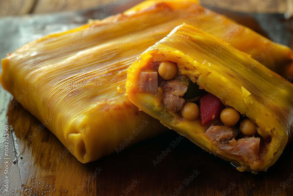 Foto de Stock Comida Típica Venezolana: Hallaca de Maíz con Carne de ...