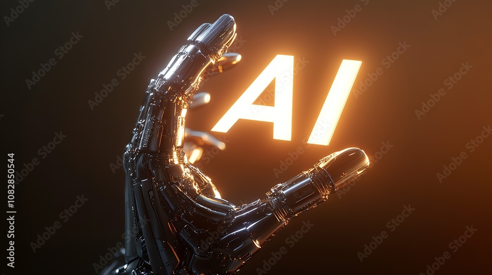 Advanced Robotics and Artificial Intelligence with Highlighted Glowing ...
