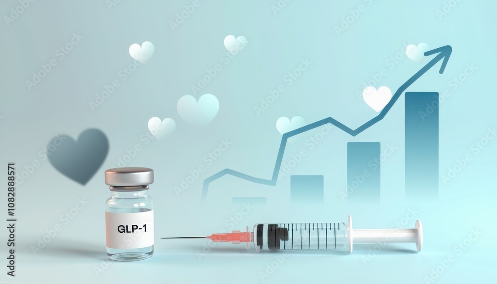 Glp-1 vial and syringe with growth chart symbolize diabetes treatment ...