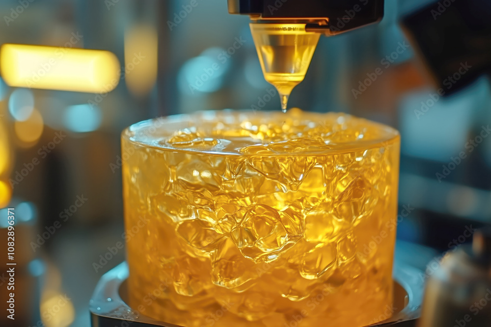 SLA (Stereolithography) 3D printer with a resin tank and a laser curing ...