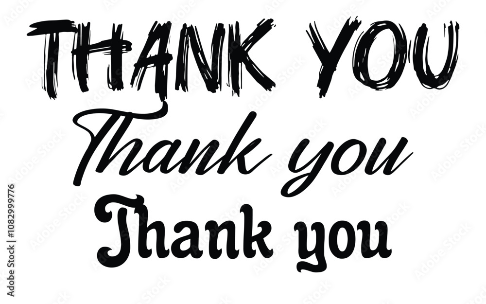 Thank you handwritten vector fonts isolated from background. Hand drawn ...