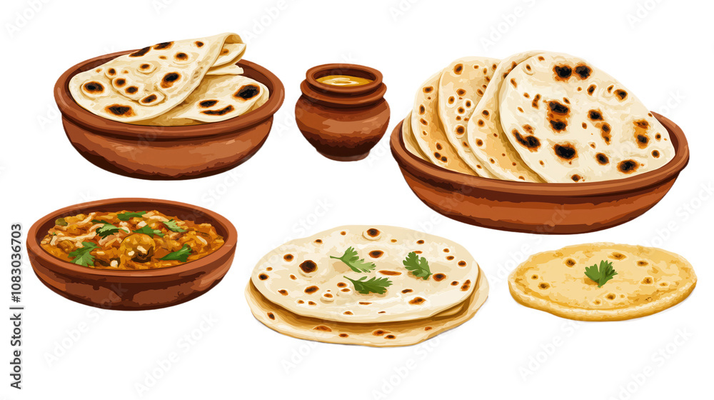 Indian flatbread, roti, naan, chapati, paratha, poori, bhatura, kulcha ...