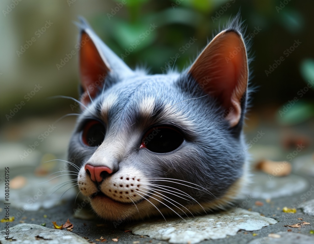 Cat head mask. Realistic fur texture. Perfect for Halloween, cosplay ...