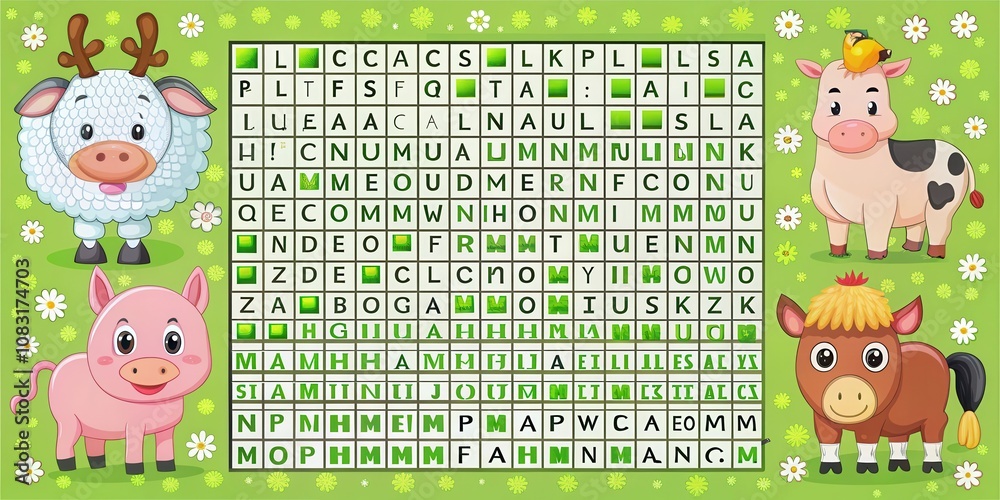 Farm Animal Word Search Puzzle Fun Activity for Kids to Find Hidden ...