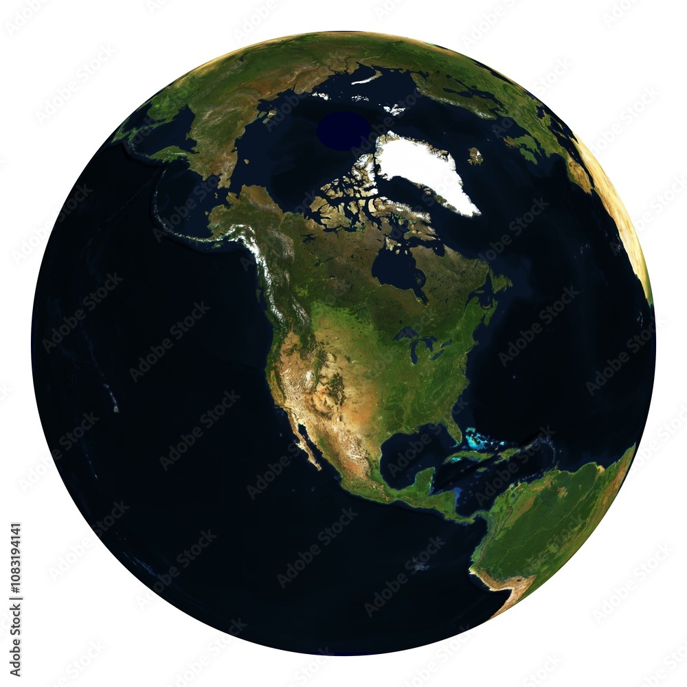 Planet earth globe from space north America physical map satellite ...