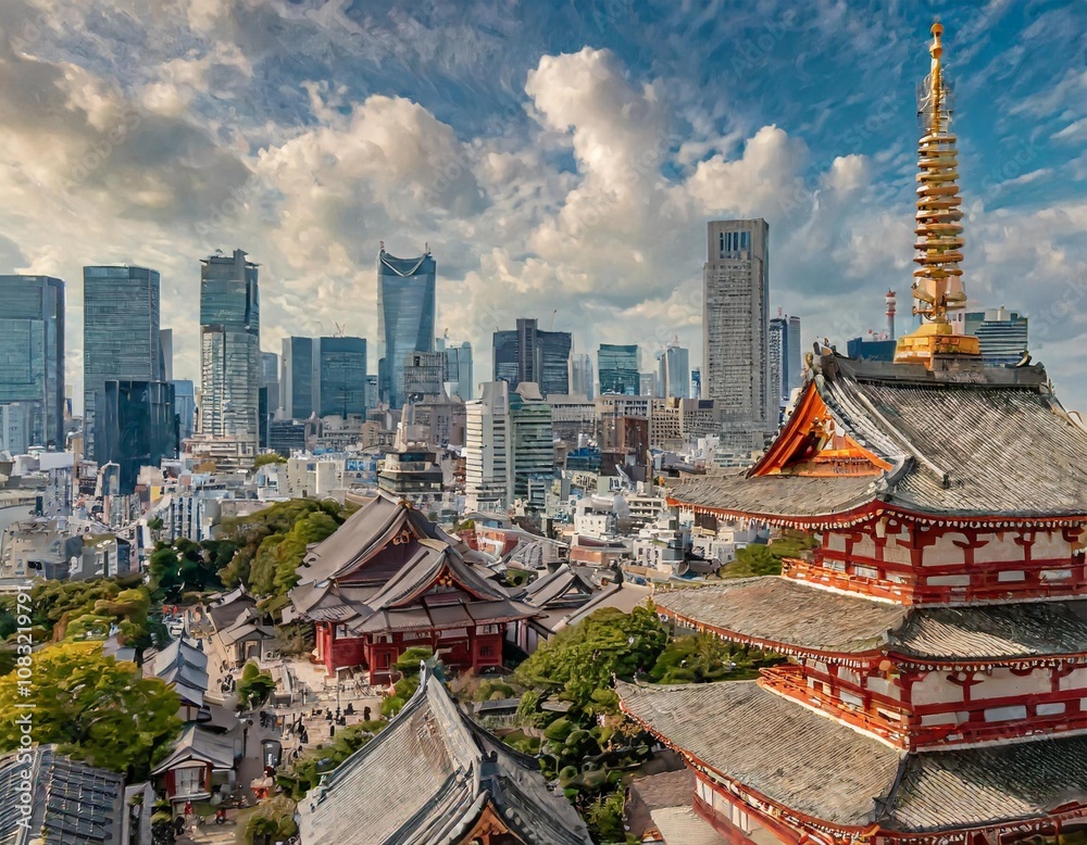 The Ancient Temples and Modern Skylines of Tokyo, Japan, Showcasing a ...