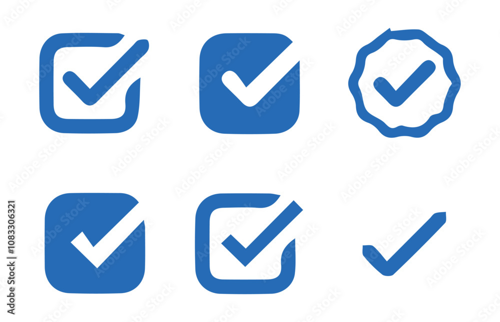 Check mark vector icon.approved symbol, checked checkbox mark ...