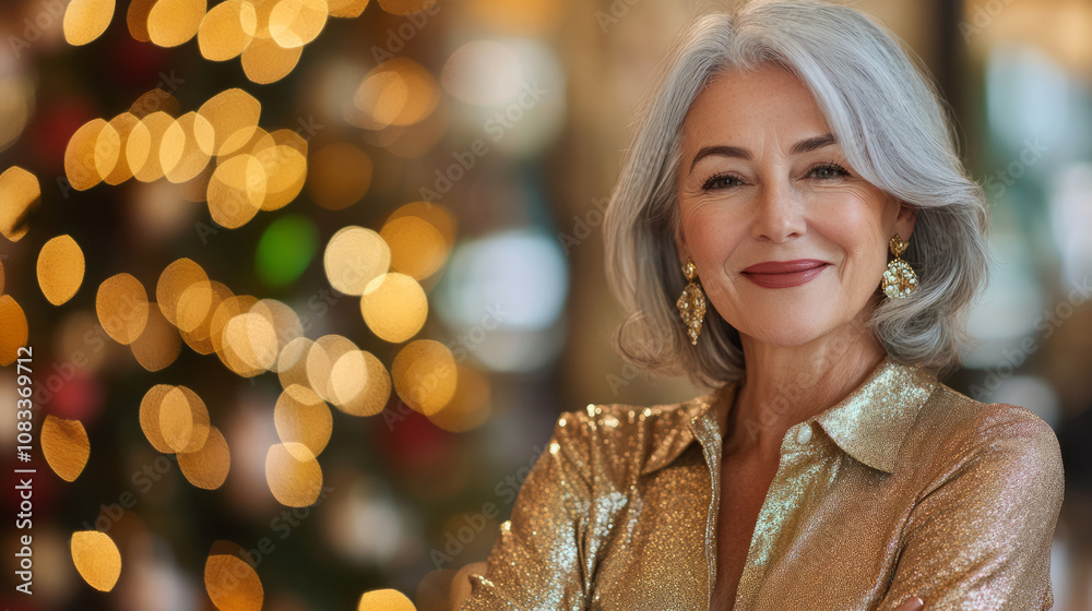 Beautiful 50s mid age beautiful physically fit senior model gray hair ...