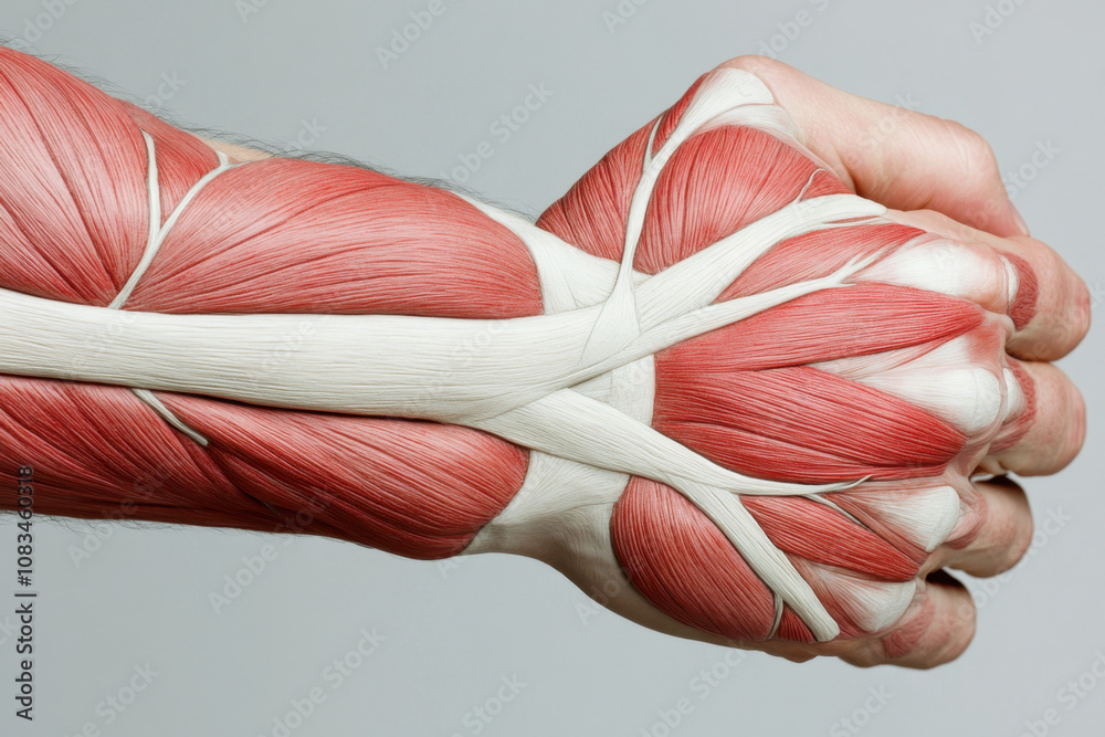 Muscular, Anatomy, Resilience. A detailed anatomical view of a human ...