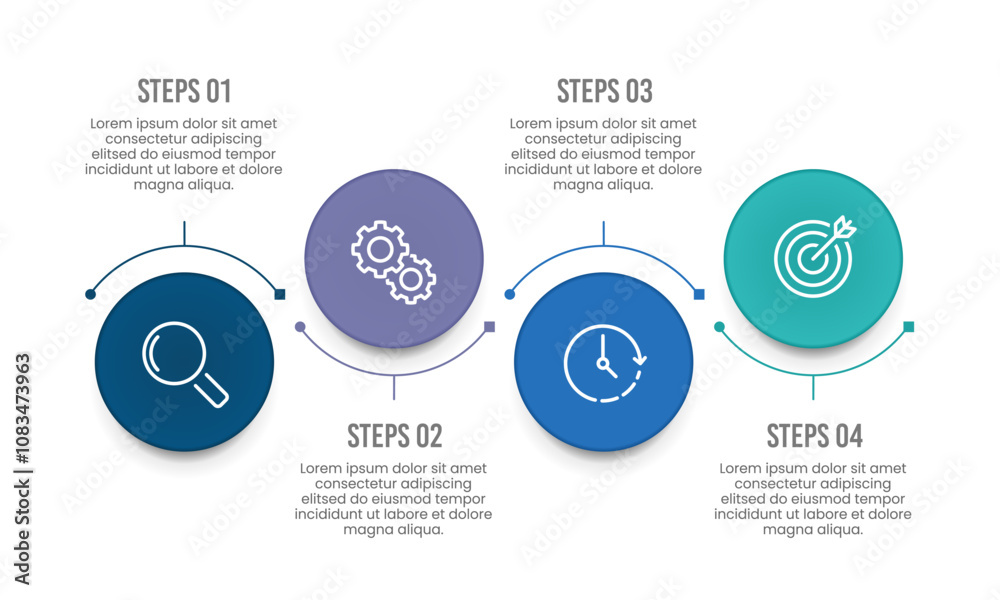 4 Steps circle and curve infographic design for your business data ...