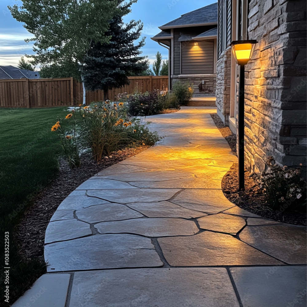 Flagstone paver walkway, front door entry exterior, cozy, cinder and ...