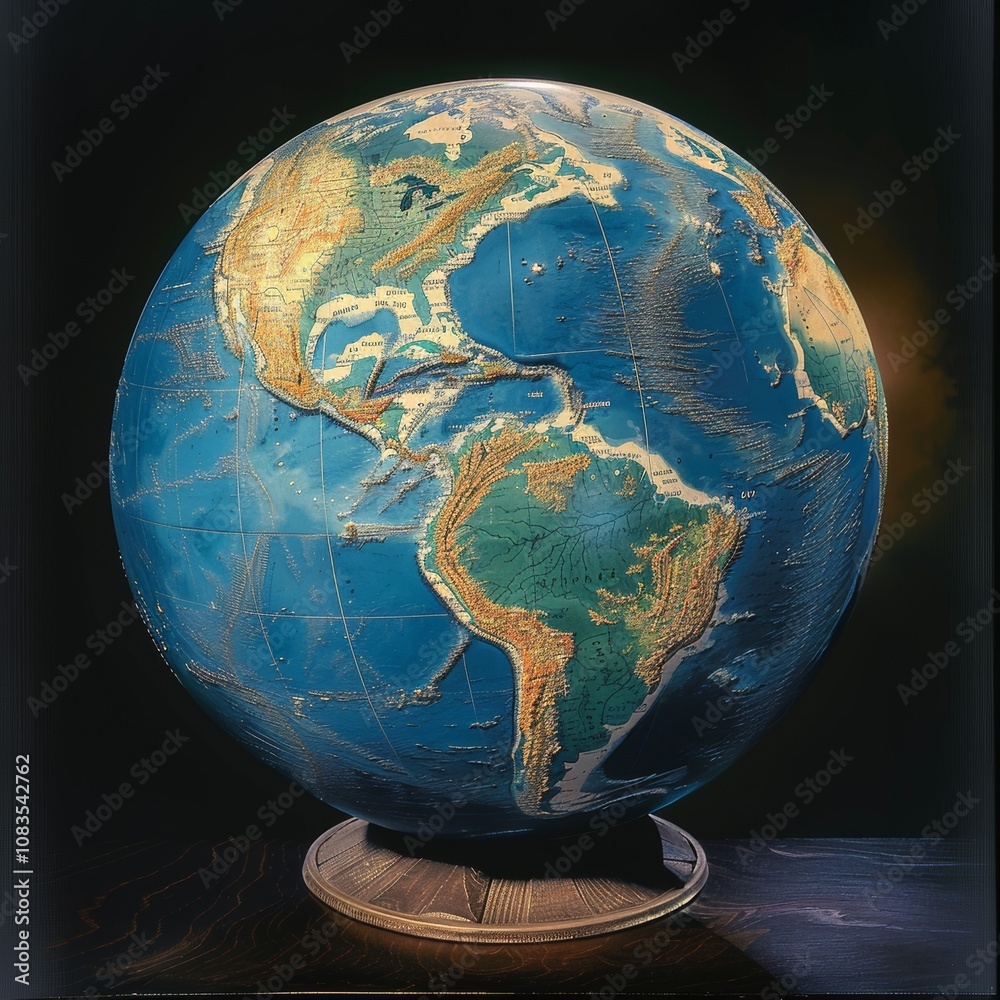 of an Earth globe, bathed in soft light that accentuates the continents ...
