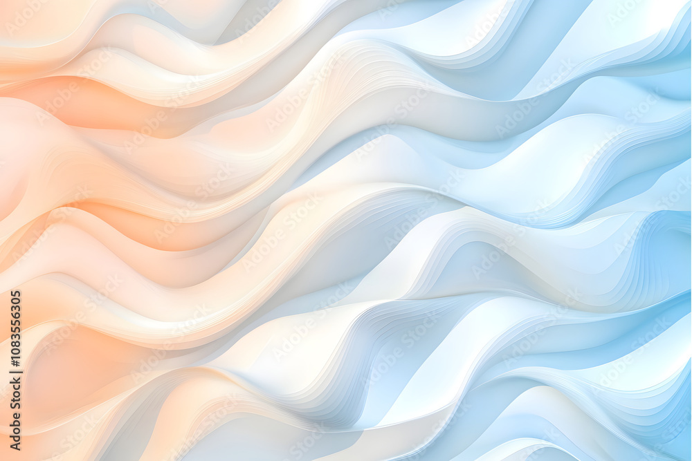 Pastel overlapping wave patterns in peach and blue background Stock ...