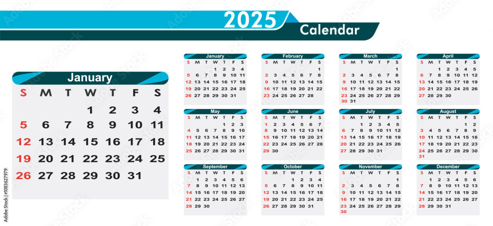 Premium Vector 2025 calendar design template, Editable calendar 2025 ...