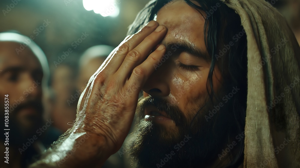 Jesus Christ performing divine healing through sacred touch ...