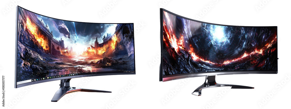Ultrawide Curved Gaming Monitor Display with Dramatic Sci Fi Scene on ...