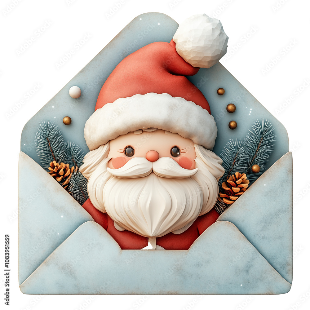 Cute Santa Claus popping out of an envelope, festive holiday ...