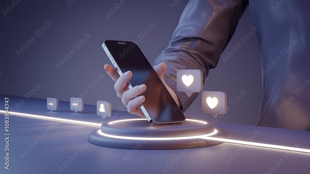 Realistic 3d Smartphone Render With Interactive Social Media Icons