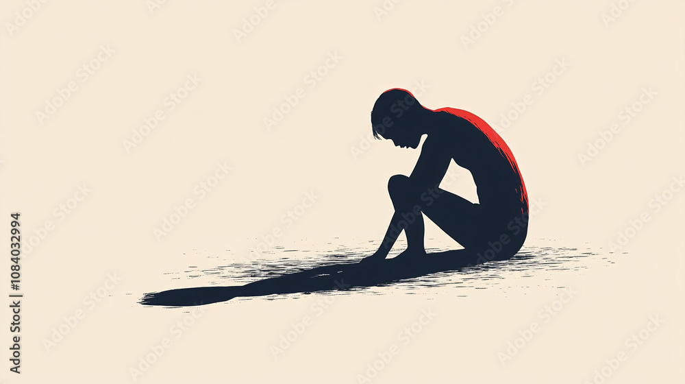 Minimalist Pictogram of a Kneeling Person in Sadness or Despair ...