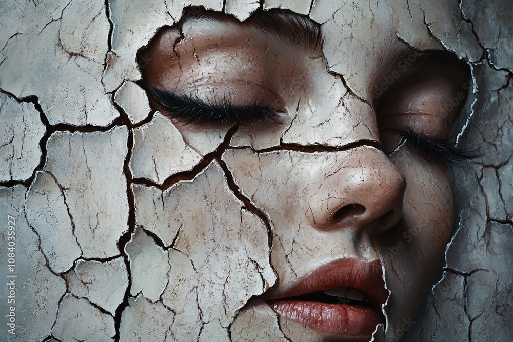 Surreal and Symbolic Artwork of Cracked Faces and Bodies Representing ...