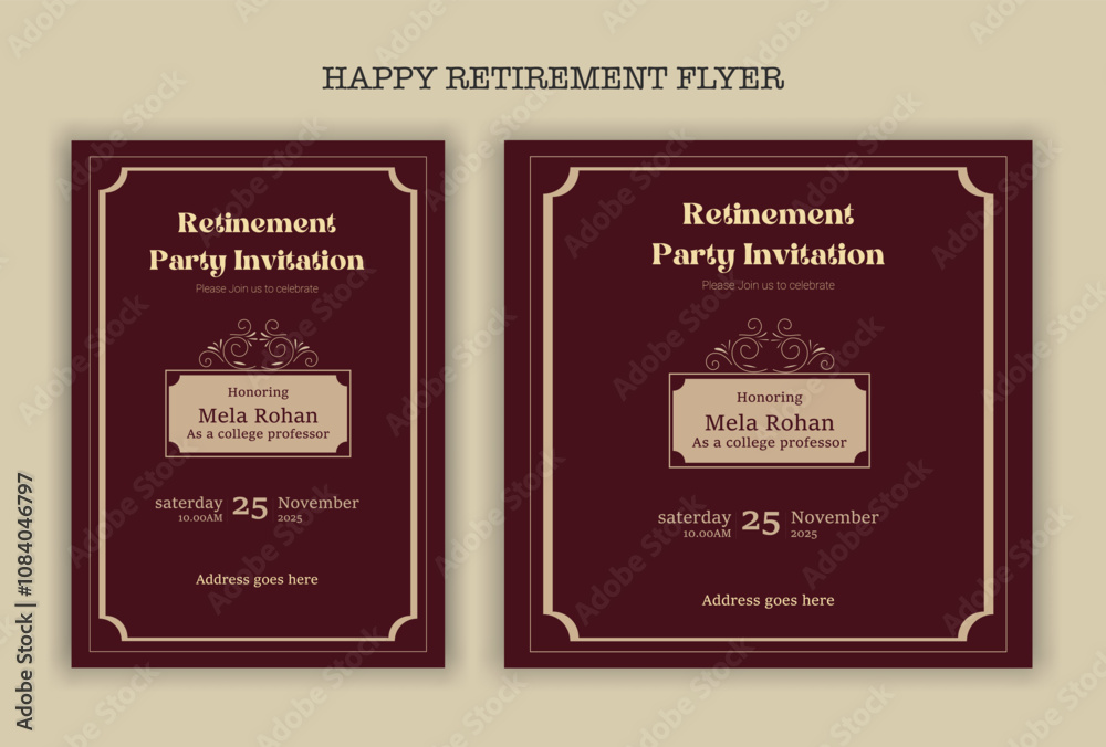 Happy retirement party invitation flyer design Stock Vector | Adobe Stock