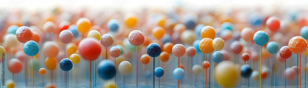 Abstract map with interconnected points of different colors and copy ...
