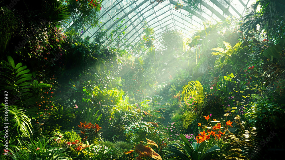 Artistic representation of a biodome powered by artificial ...