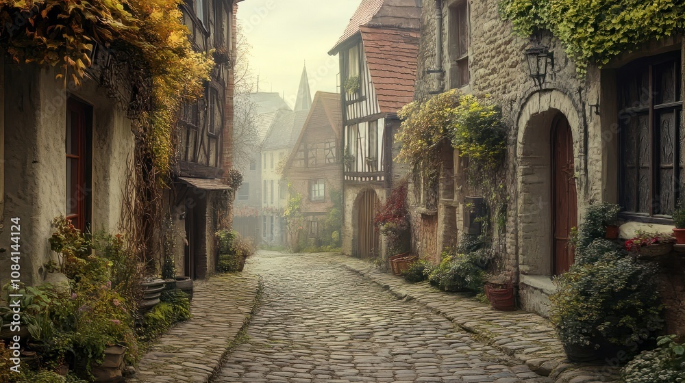 The cobbled path meanders past a striking blend of old and new ...