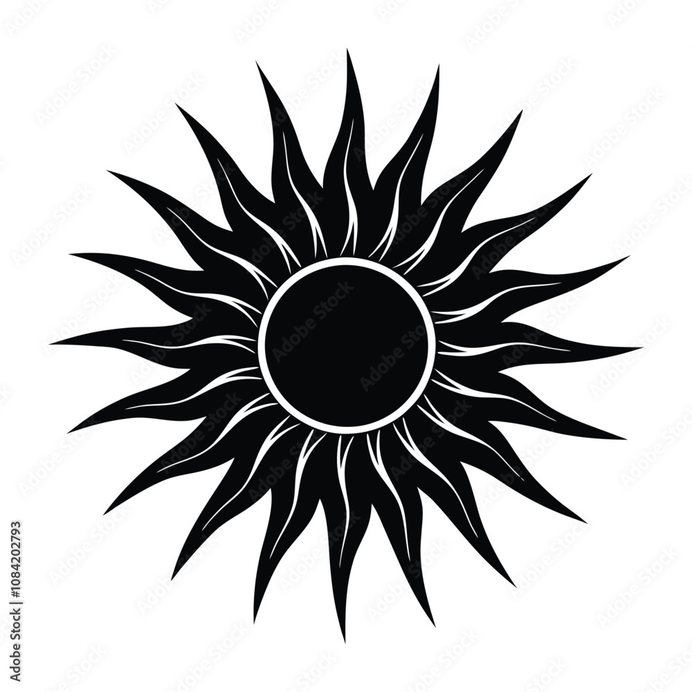 Sun vector silhouette on white background Stock Vector | Adobe Stock