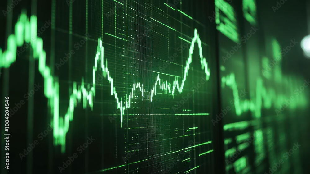Global digital green data chart analysis economy and financial business ...