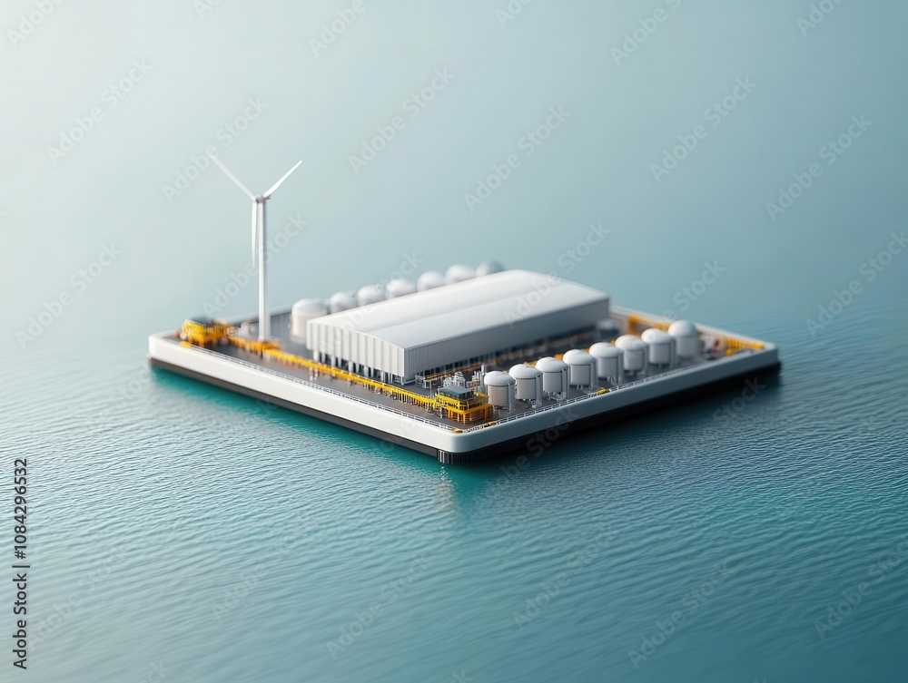 Floating wind farm with integrated energy storage and desalination ...