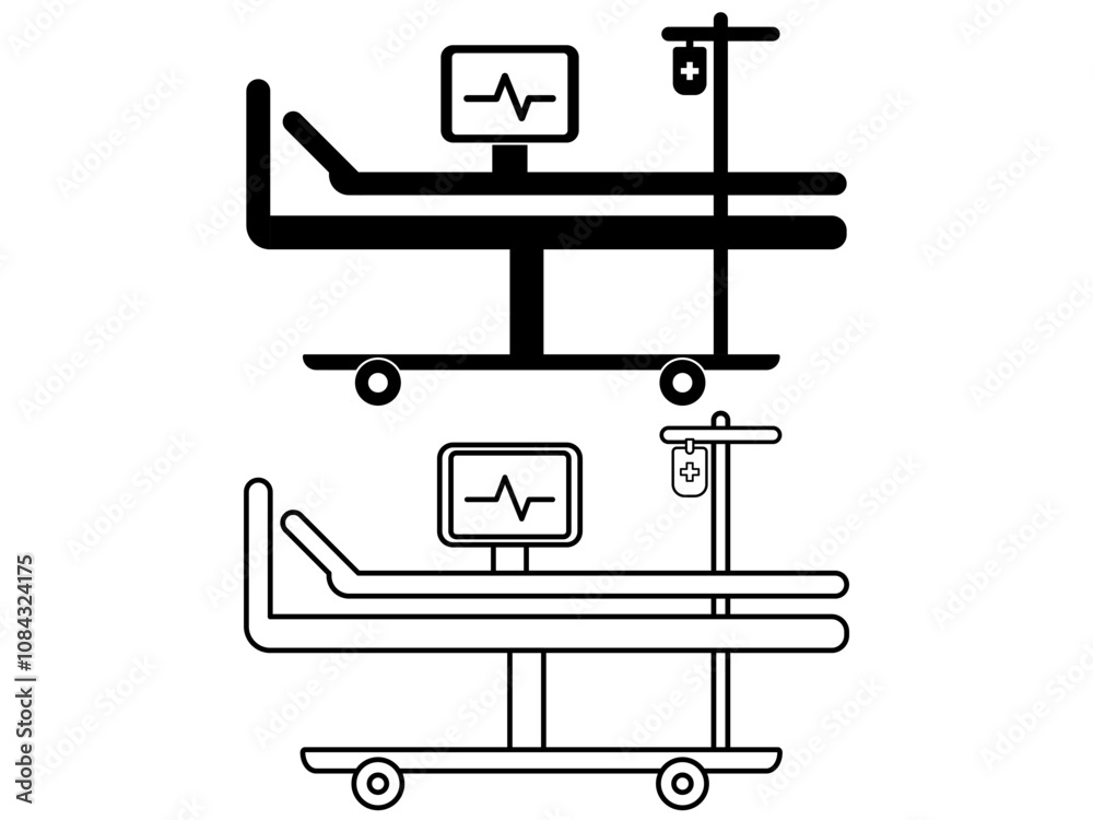 Stock-Vektorgrafik „Intensive care black glyph icon. Critical care ...