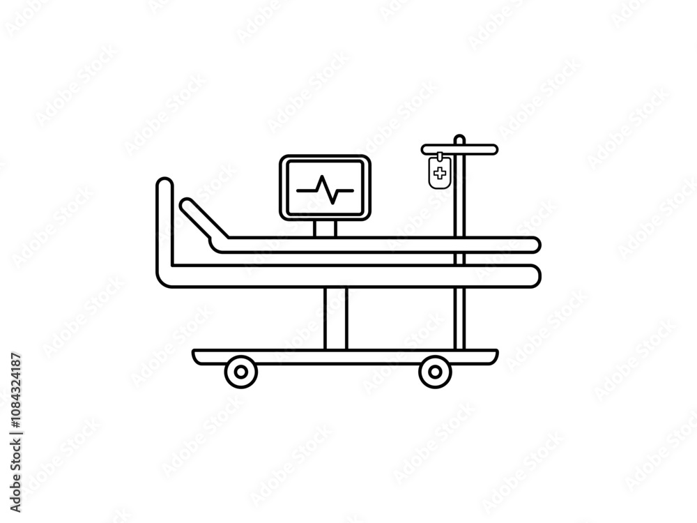 Intensive care black glyph icon. Critical care medicine. ICU. Hospital ...