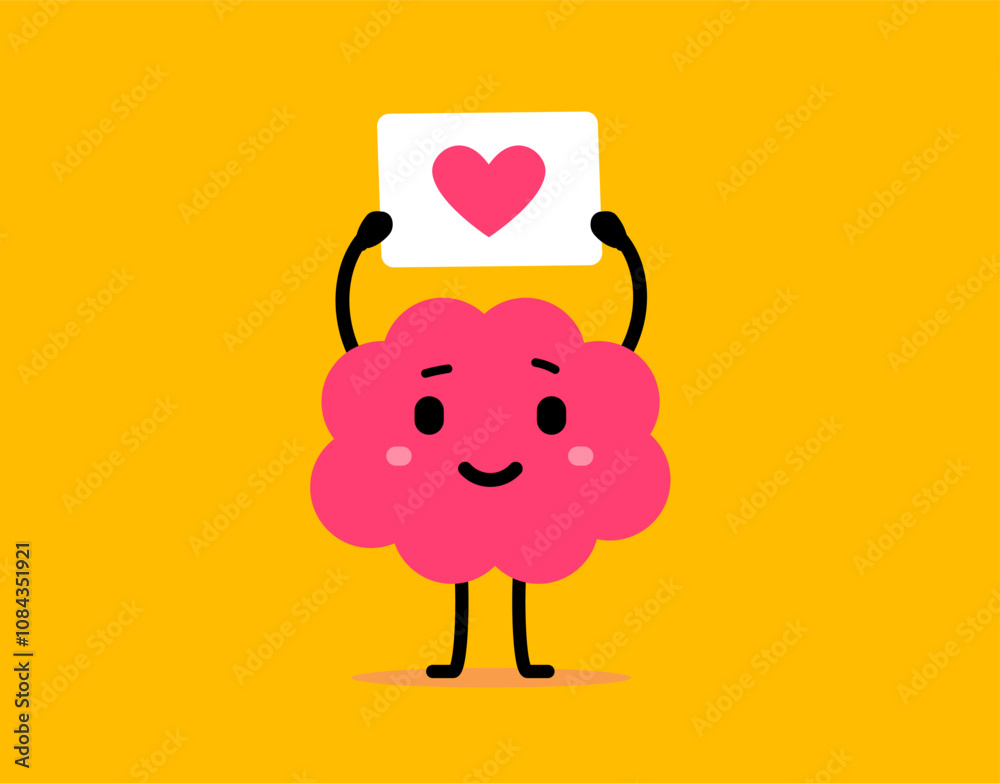 Vector romantic doodle style illustration of child happy brain ...