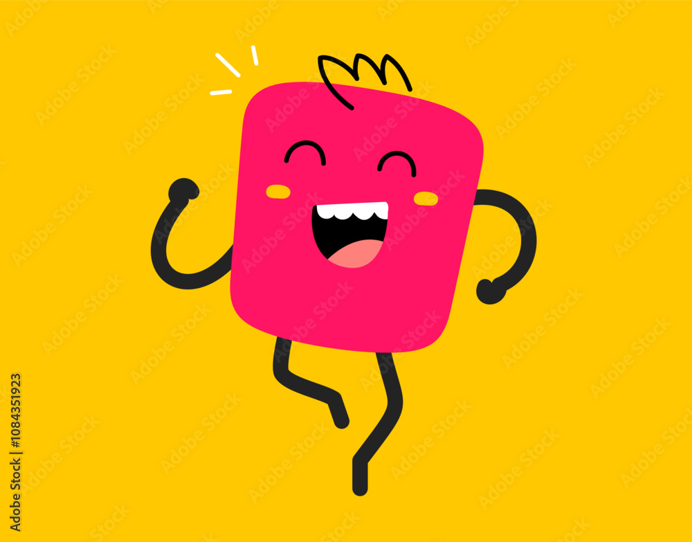 Vector cartoon illustration of cute abstract smile geometric monster on ...