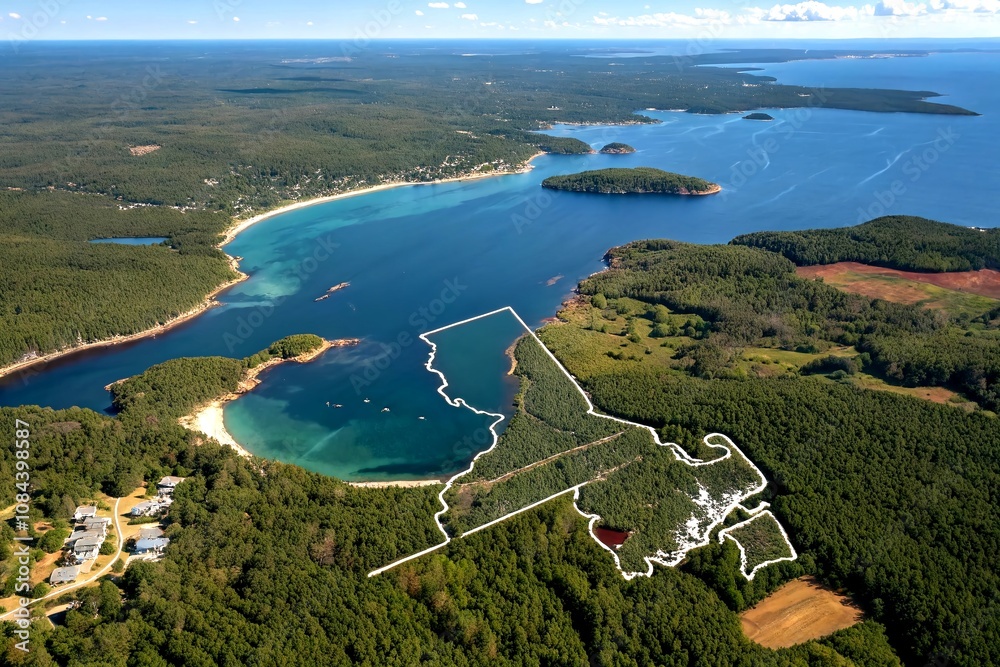 Aerial View of Massachusetts State Map Outline Drawing with Artistic ...