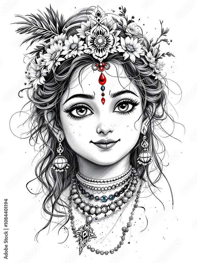 Pencil Drawing Sketch Art Cute Radha Krishna Realistic White Background ...