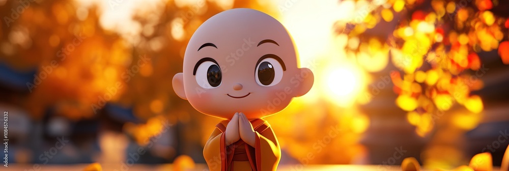 2d animation cartoon friendly buddhist monk meditating Stock ...
