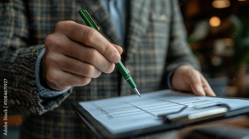 businessman makes a checklist assessment and questionnaire businessman ...