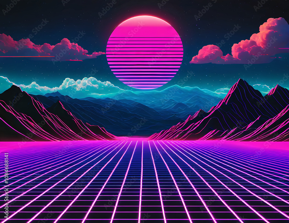 simple Synthwa ve landscapevaporware Sunset vaporware gradient ...