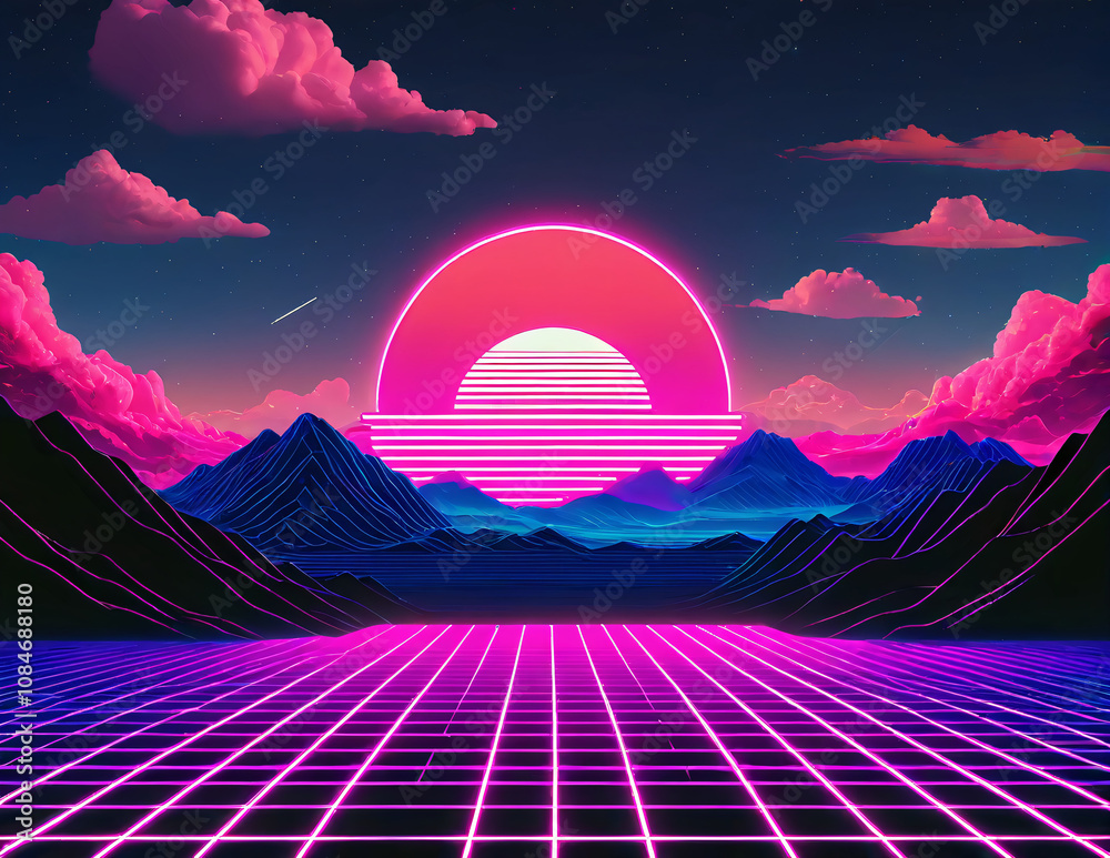 simple Synthwa ve landscapevaporware Sunset vaporware gradient ...