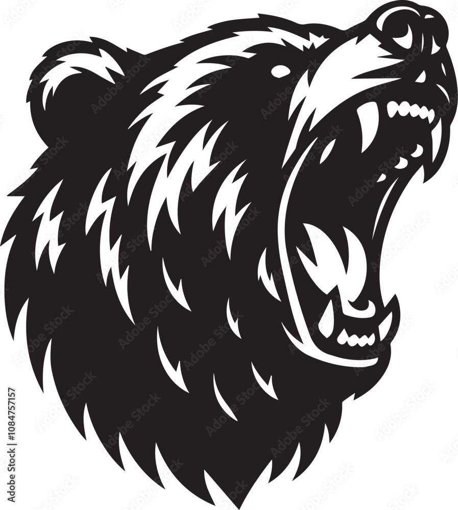Roaring bear head with an open mouth and visible teeth vector ...