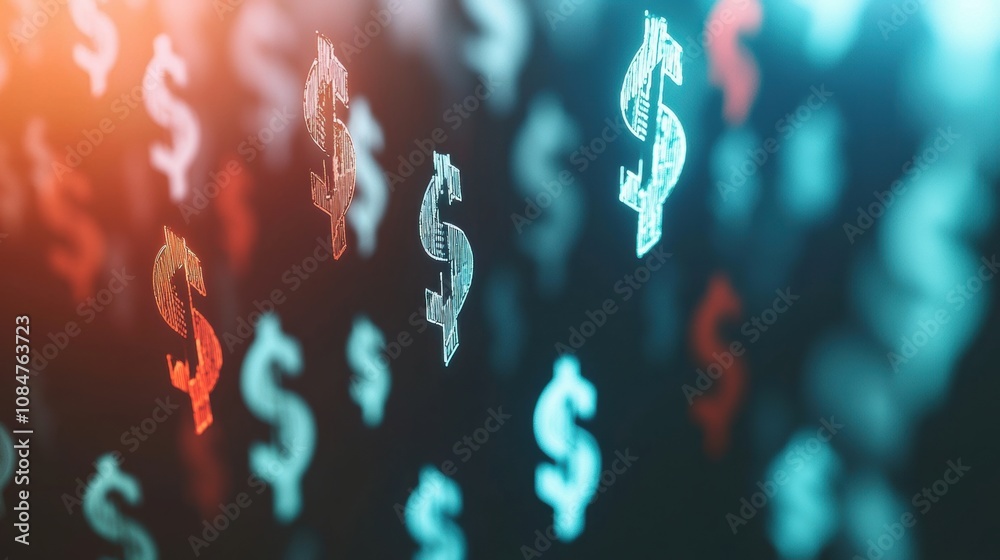 Financial growth dynamics displaying dollar symbols virtual environment ...