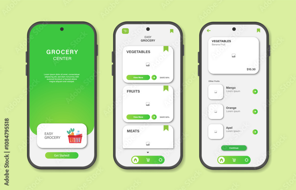 Application to buy groceries. Collection of online grocery store ...