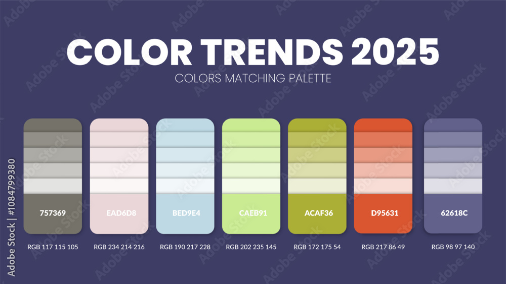 Vector de Stock Color Trends 2025 color palettes or color schemes are ...