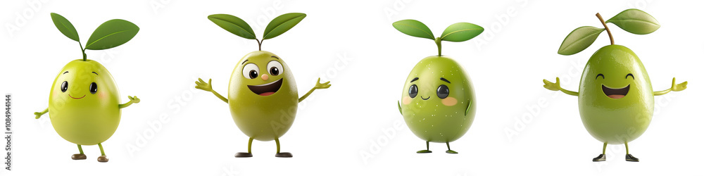 3D cartoon olive, playful character isolated on white background ...