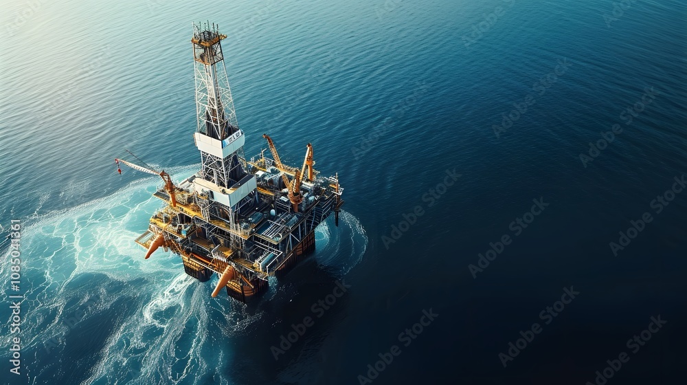 Offshore platform operating in the deep sea for oil extraction Stock ...