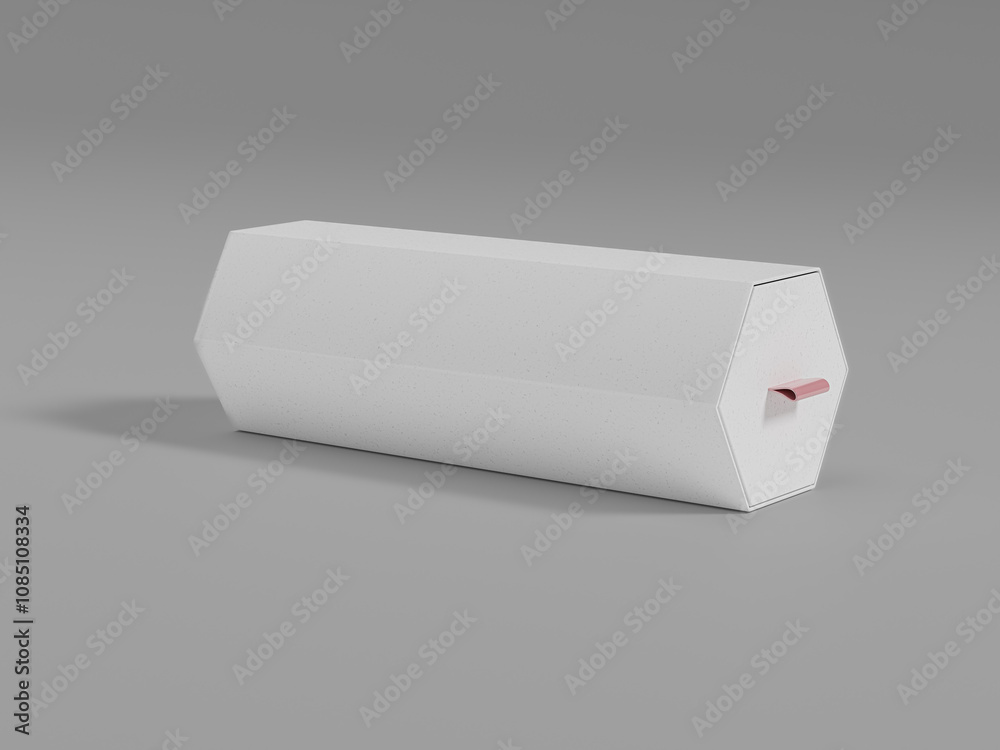 Long hexagonal shape box mockup, empty design hexagon drawer box mockup ...