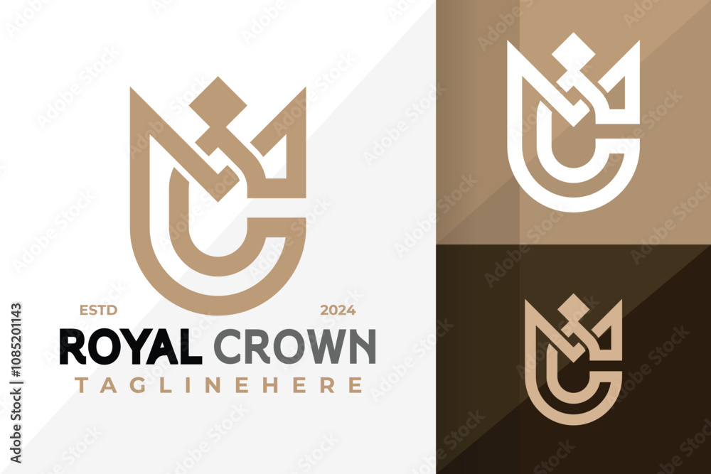 Letter C Royal Crown Logo Icon Vector Design Stock Vector | Adobe Stock